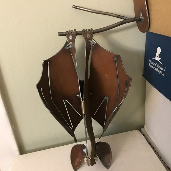 Source Unknown | Holiday | New Hanging Bat Rusted Steel Garden ...
